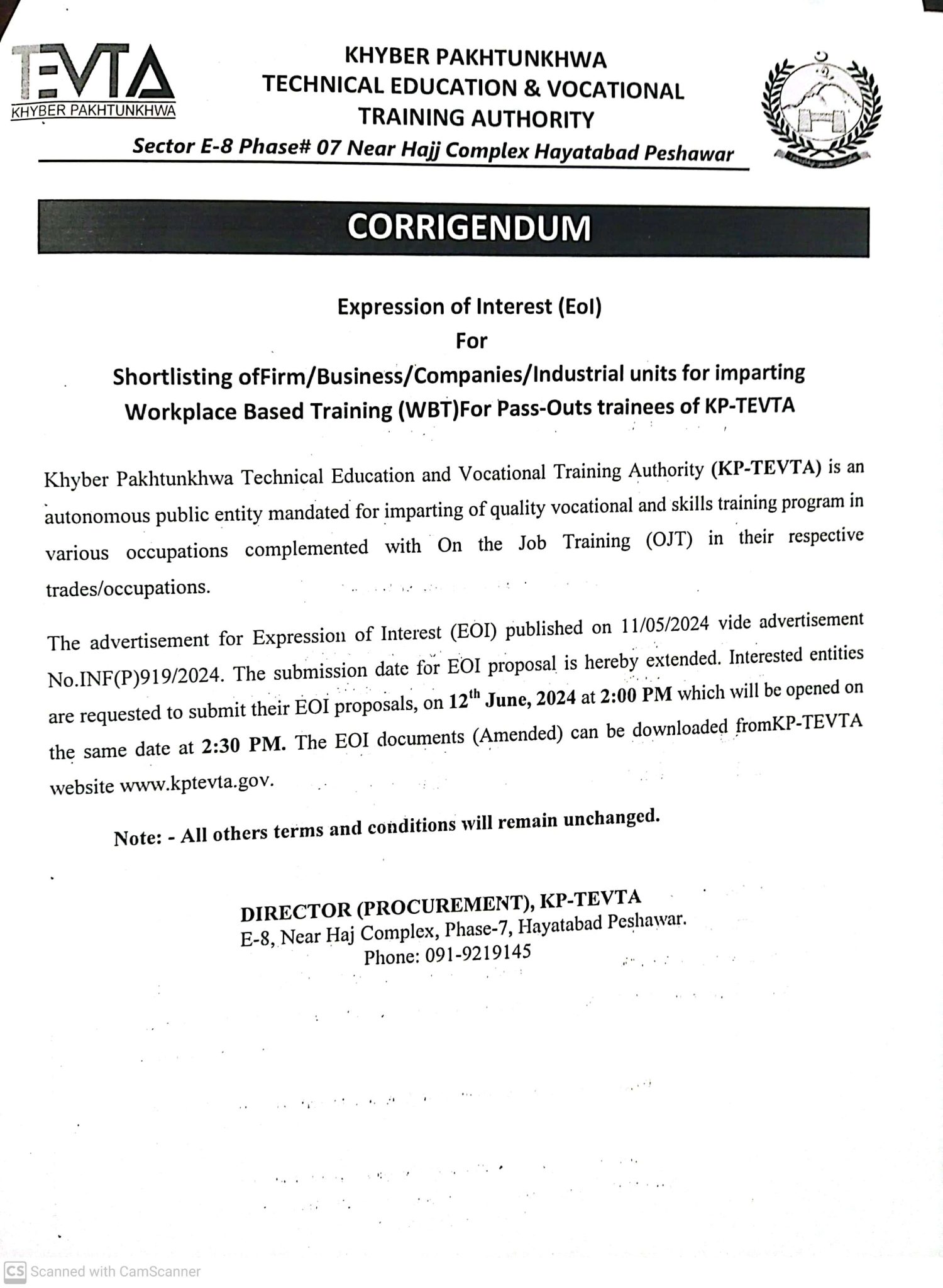 Corrigendum – KPTEVTA